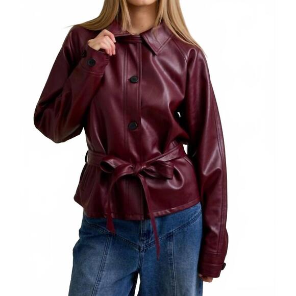 Le Lis | Jackets & Coats | New Le Lis Short Faux Leather Trench Coat In ...